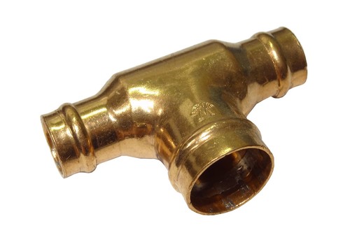 15mm x 15mm x 22mm Solder Ring Tee Bullnose Fitting (22mm On Branch ...