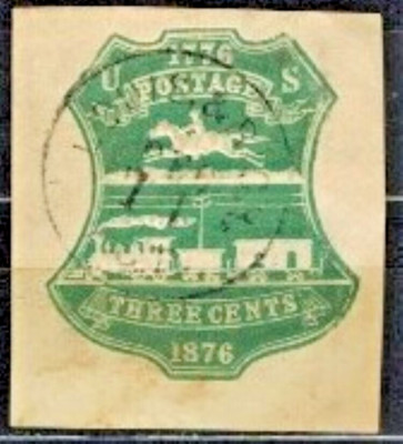 USA Stamped Envelope 1876 Pony Express, Cut Square, SC U219 3c green ...