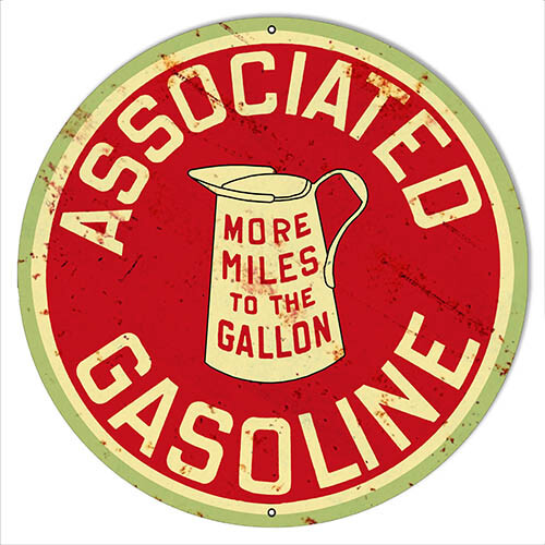 Associated Gasoline Vintage Metal Sign 14 Round | eBay