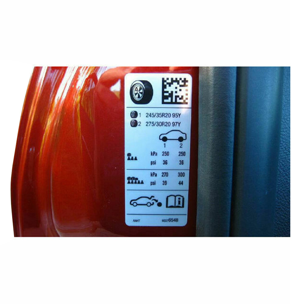 Holden Decal Tyre Placard for VE VF SS SV6 GENF HSV Commodore 245/35 ...
