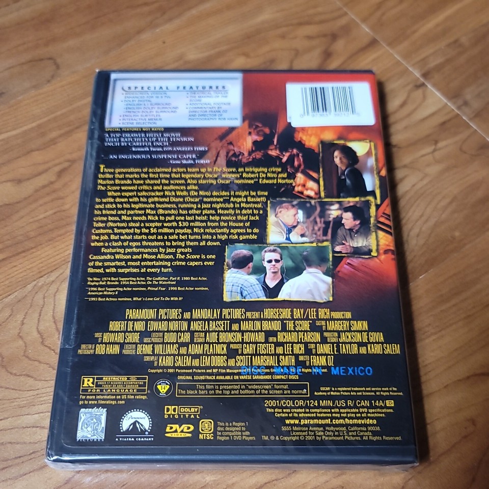 NEW! SEALED! The Score (DVD, 2001, Widescreen) Robert De Niro Edward ...