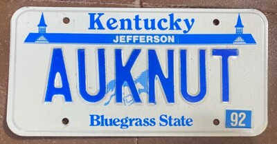 Kentucky VANITY License Plate A UNIVERSITY OF KENTUCKY NUT (AUKNUT) | eBay