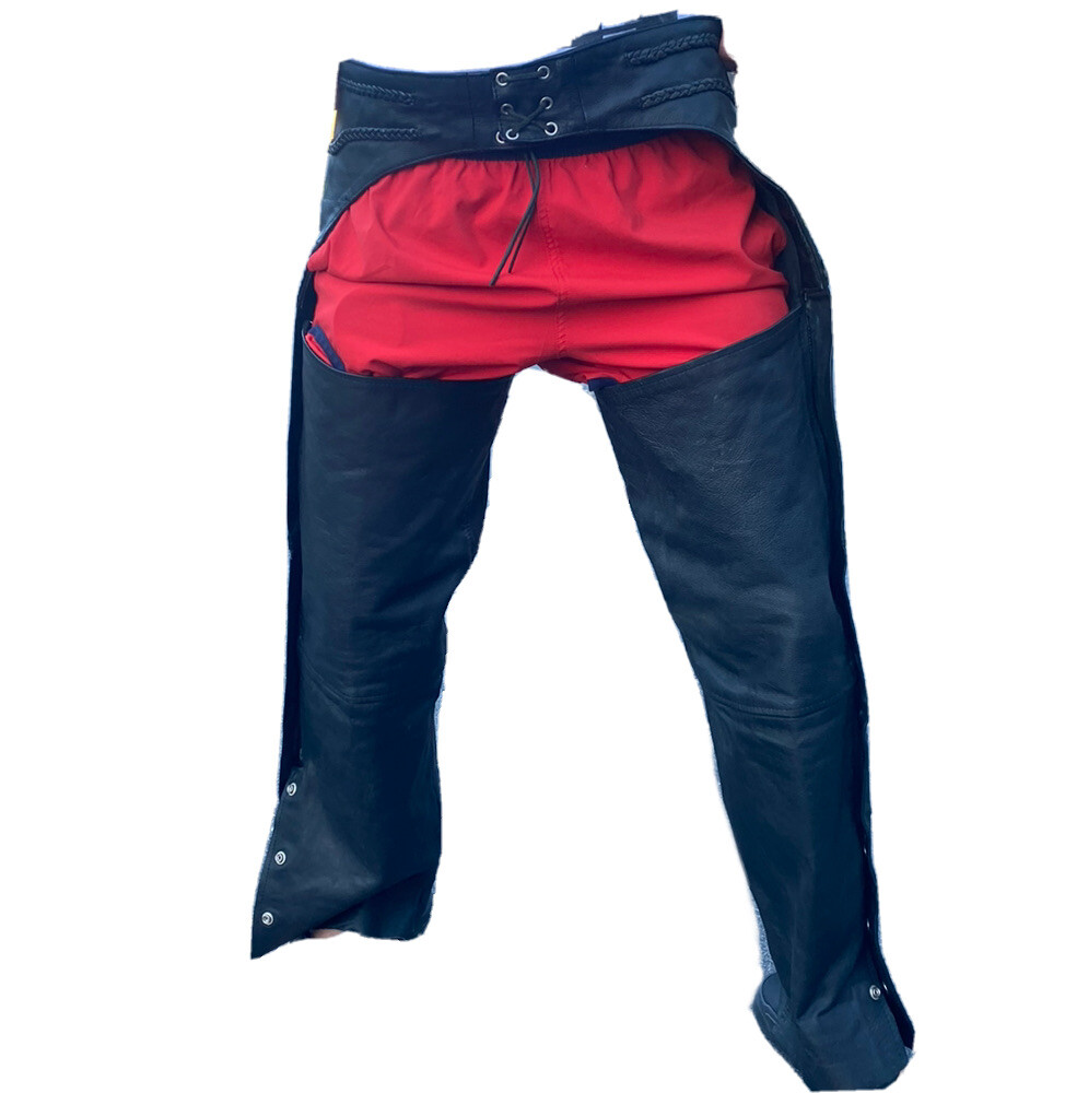 3xl MOTORCYCLE bradied CHAPS PLAIN BIKERS RIDING PANTS ASSLESS COWBOY ...