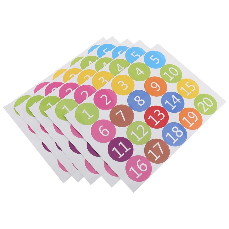 5 Sheets Colorful Number Stickers Round Number Paster Home Flowerpot ...
