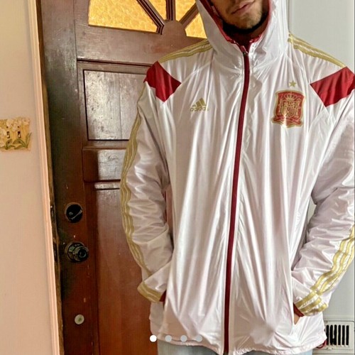 Adidas Vintage Rare Spain Woven Nylon Glanz Anthem Jacket White Red ...