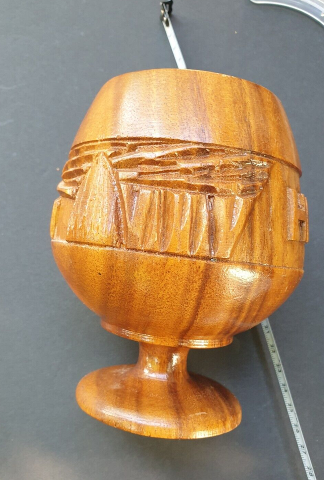 Hawaii Monkey Pod Tiki Goblet Cup Souvenir | eBay