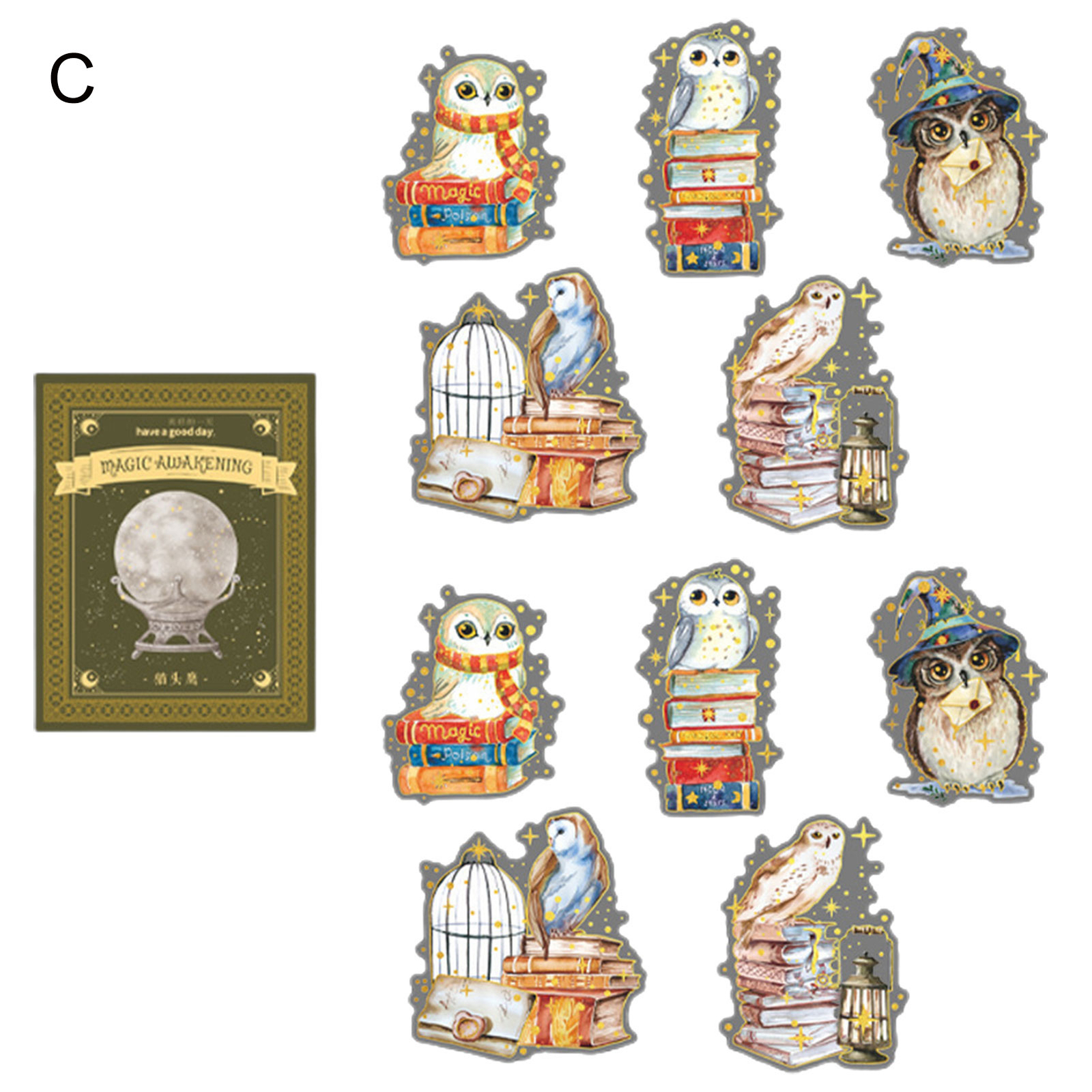 10pcs Decoration Sticker Delicate Texture Ornamental Pet Vintage Owl ...