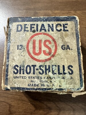 U S CARTRIDGE CO DEFIANCE SHOTGUN SHELL BOX 12 GA EMPTY SHOT-SHELL BOX ...