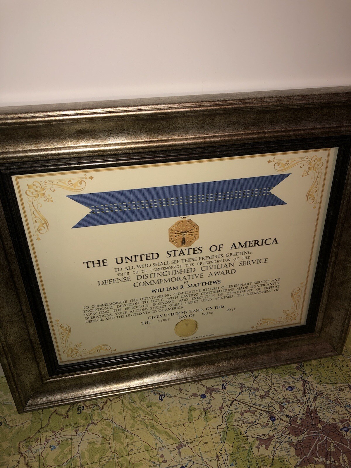 DEFENSE DISTINGUISHED CIVILIAN SERVICE COMMEMORATIVE AWARD CERTIFICATE ...