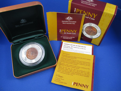 2004 $1 1964 PENNY 40TH ANNIVERSARY OF THE LAST AUSTRALIAN PENNY PROOF ...