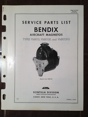 Bendix-Scintilla Magnetos VMN7D, VMN7DF & VMN7DF-5 Parts Booklet | eBay