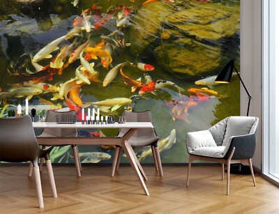 3D River Goldfish O1531 Wallpaper Wall Murals Removable Wallpaper ...
