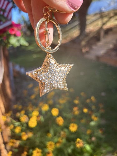Star Rhinestone Keychain Gold Celestial Charm Astral Gift Sparkle ...