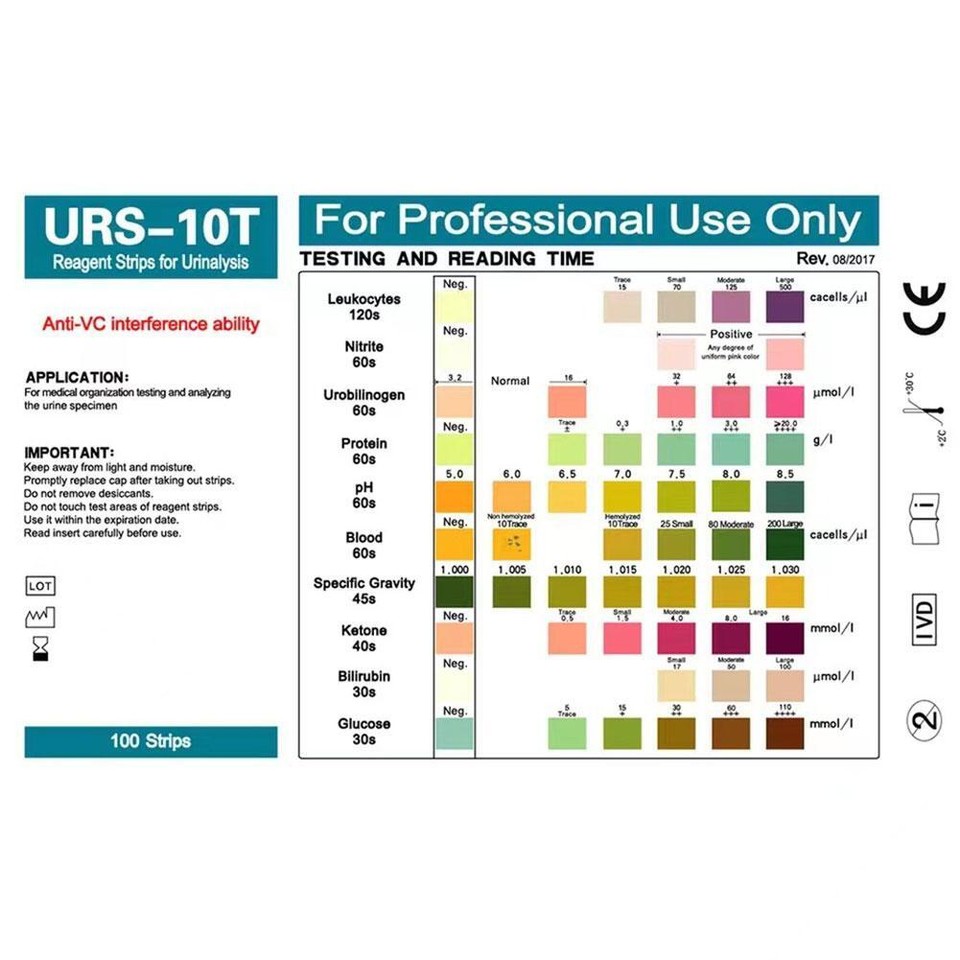 100 x Medical Urine Test Strips 10 Parameter Reagent Tests Diabetes UTI ...