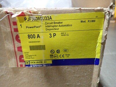 NEW Square D PJF36080U33A PJ 800 amp 600v 3P LSI PowerPact Circuit ...