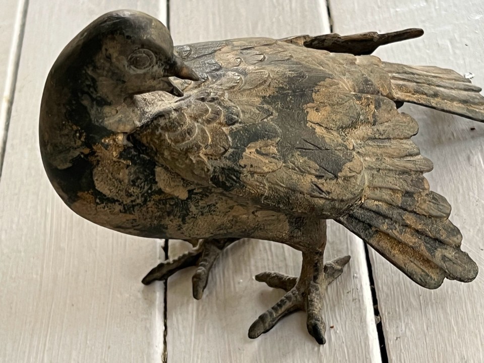 Vintage Asian Cast Iron Pigeon with Rustic Patina Statue | eBay