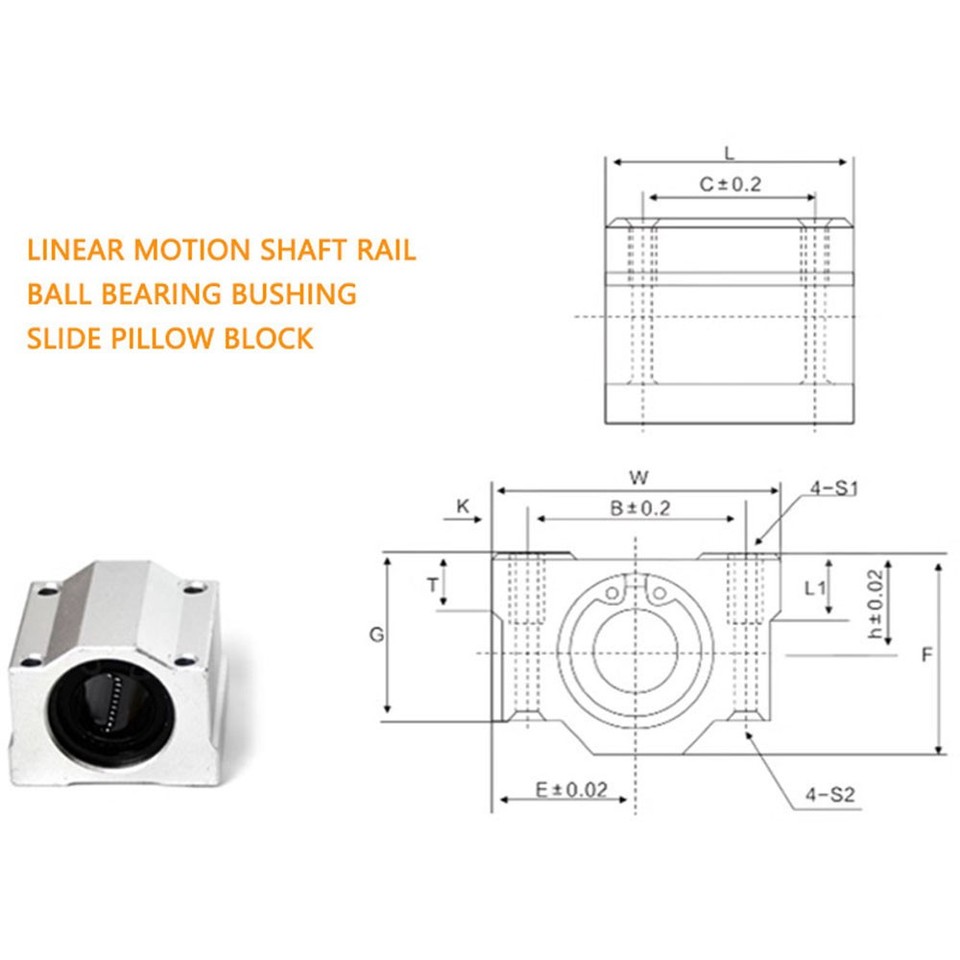 1Pcs Linear Motion Shaft Rail Ball Bearing Bushing Slide Pillow Block ...