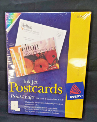 Avery 8386 100 Matte White Postcards 4x6" INK JET Print To Edge Card ...