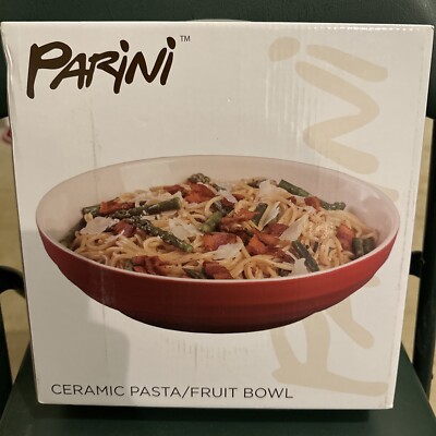 Parini Red/White Ceramic Soup Pasta/Fruit Bowl | eBay