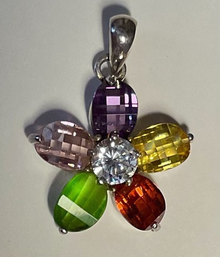 Beautiful Delicate Rhinestone Flower Multi-Color Pendant | eBay