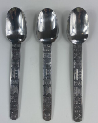 Set of 3 Cambridge Aztec Stainless Oval Soup Place Spoons | eBay