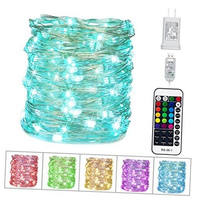 Color Changing Fairy String Lights - 33 ft 100 LED USB Silver 33 FT 16 ...