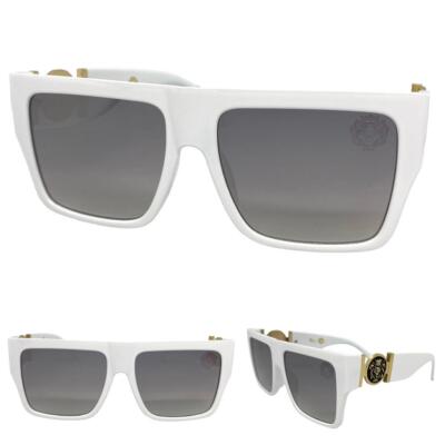 Mens Oversized Retro Hip Hop Rapper SUN GLASSES Large White Frame Gold ...