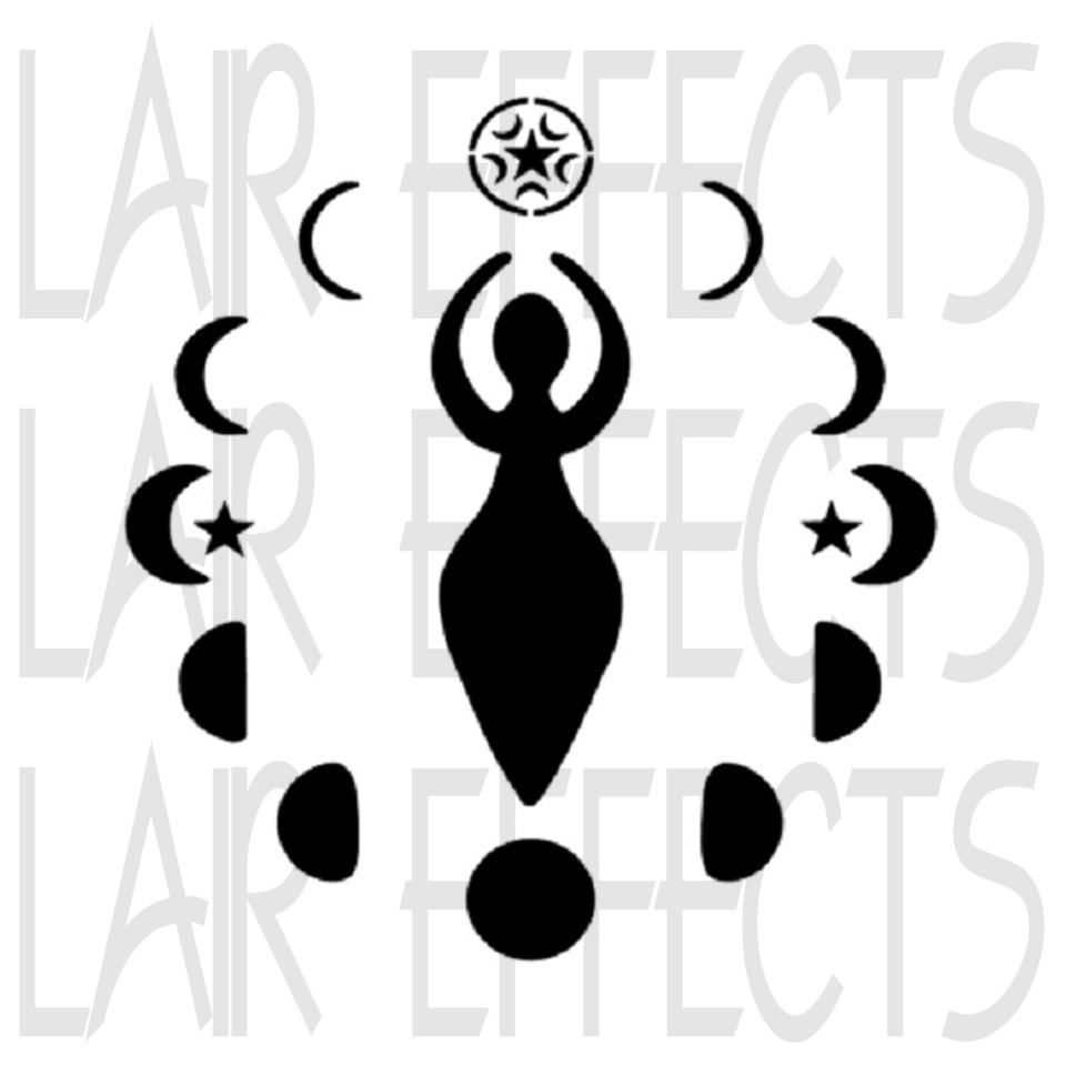 9 X 9-inch Wiccan Goddess STENCIL with Moon Phases and Stars Wicca ...