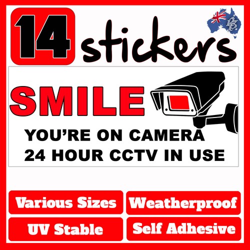 SMILE YOU'RE ON CAMERA cctv security Stickers youre your you are ...