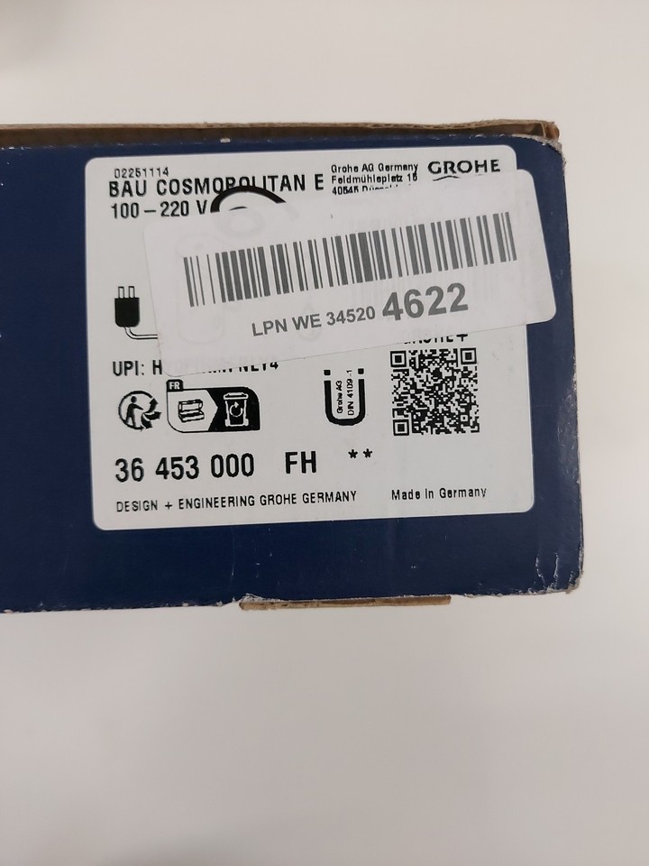GROHE Bau Cosmopolitan E - Infrared Sensor Touchless Basin Mixer Tap ...