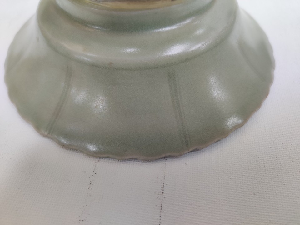 Japanese Celadon Bowl with Silver Stand | eBay