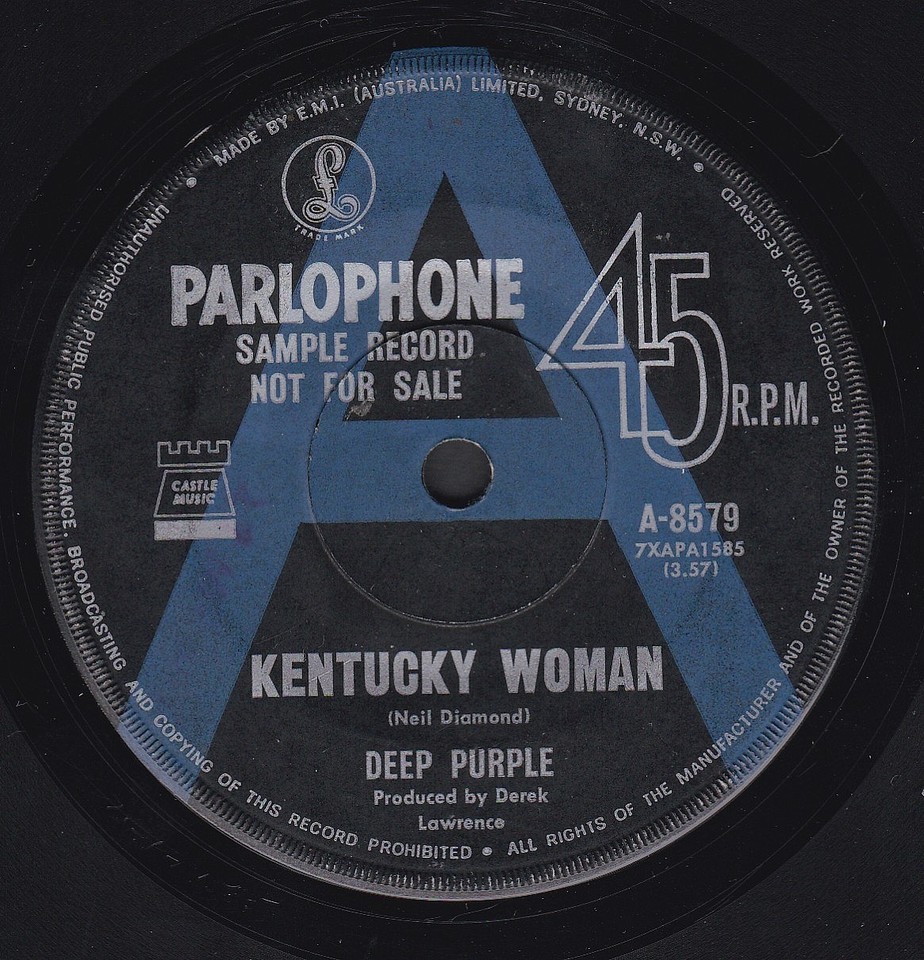 Rare! Aussie A Label Demo 7"-KENTUCKY WOMAN / HUSH -Deep Purple ...