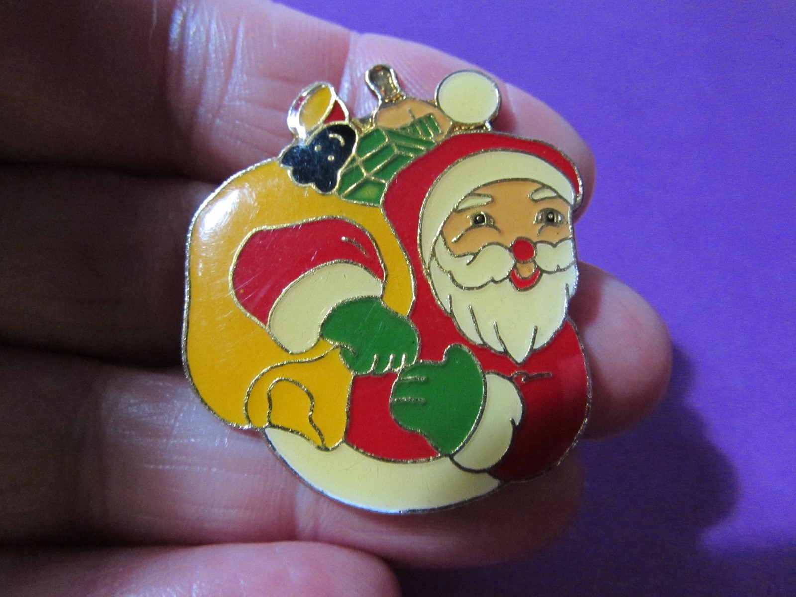 VINTAGE enamel 1 1/2" Santa Claus Christmas pin broach brooch | eBay