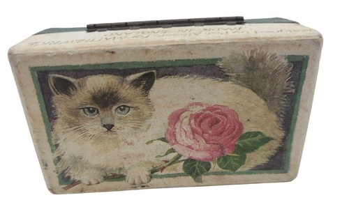 Matthew Rice Cat & Rose Paper Mache Trinket Box Hinged Made In England ...