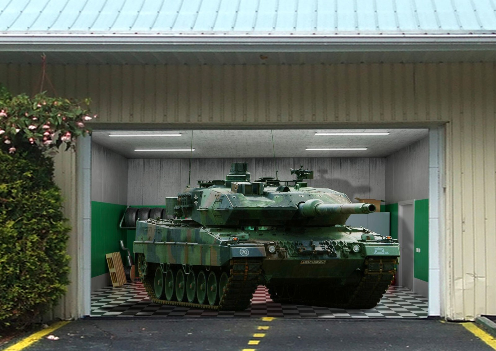 3D Grüner Panzer M283 Garage Tür Wand Druck Abziehbild Wand Dekor DE ...