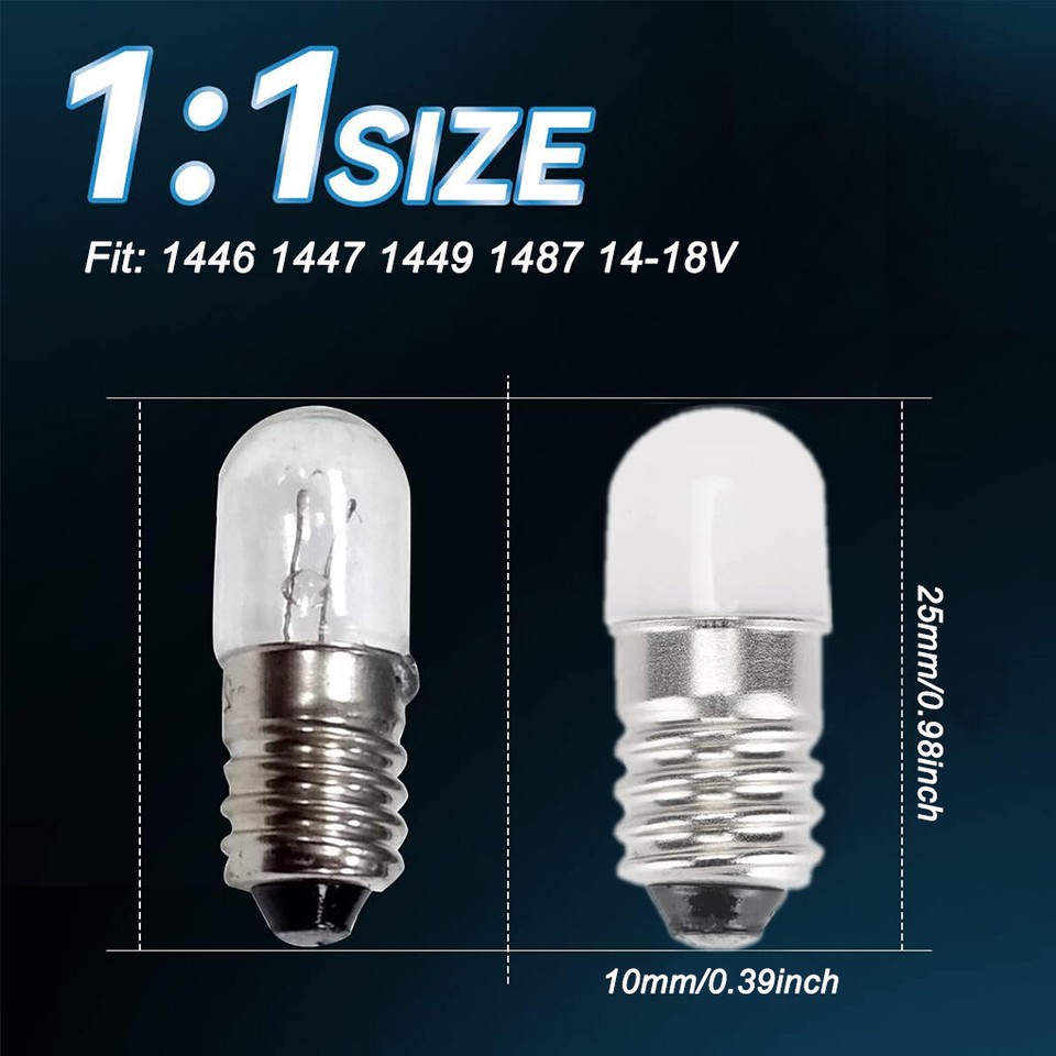 10x Warm White LED Bulbs 1449 14V Screw Base for Lionel & American ...