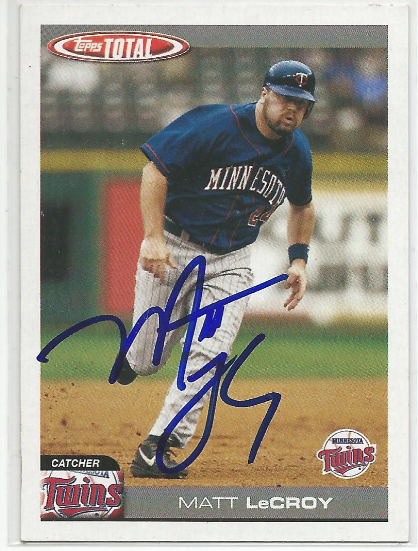MATT LeCROY Autographed Signed 2004 Topps Total card Minnesota Twins ...