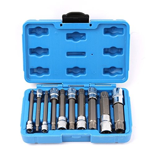 10Pcs XZN Triple Square Socket Kit Spline Socket Bit Set Long Drive ...