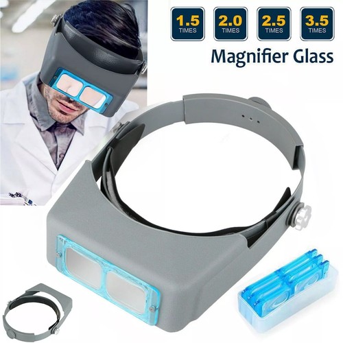 Headband Magnifier Reading Jewelry Visor Opitcal Glass Magnifier With 4 ...