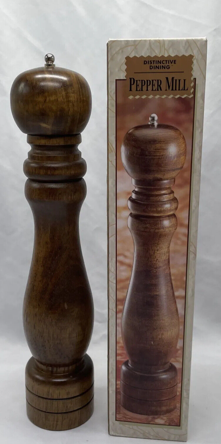 14.25" Tall Large Pepper Mill Grinder Solid Wood Distinctive Dining NEW ...