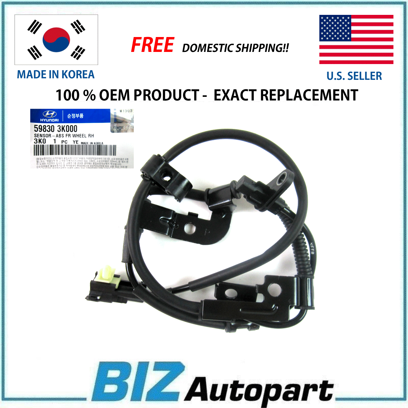 GENUINE ! WHEEL SPEED SENSOR FRONT RIGHT for 06-11 SONATA AZERA OE ...