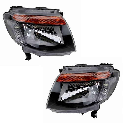 Pair Headlights Ford Ranger PX 09/11-05/15 New Front Lamps BLACK XL XLS ...