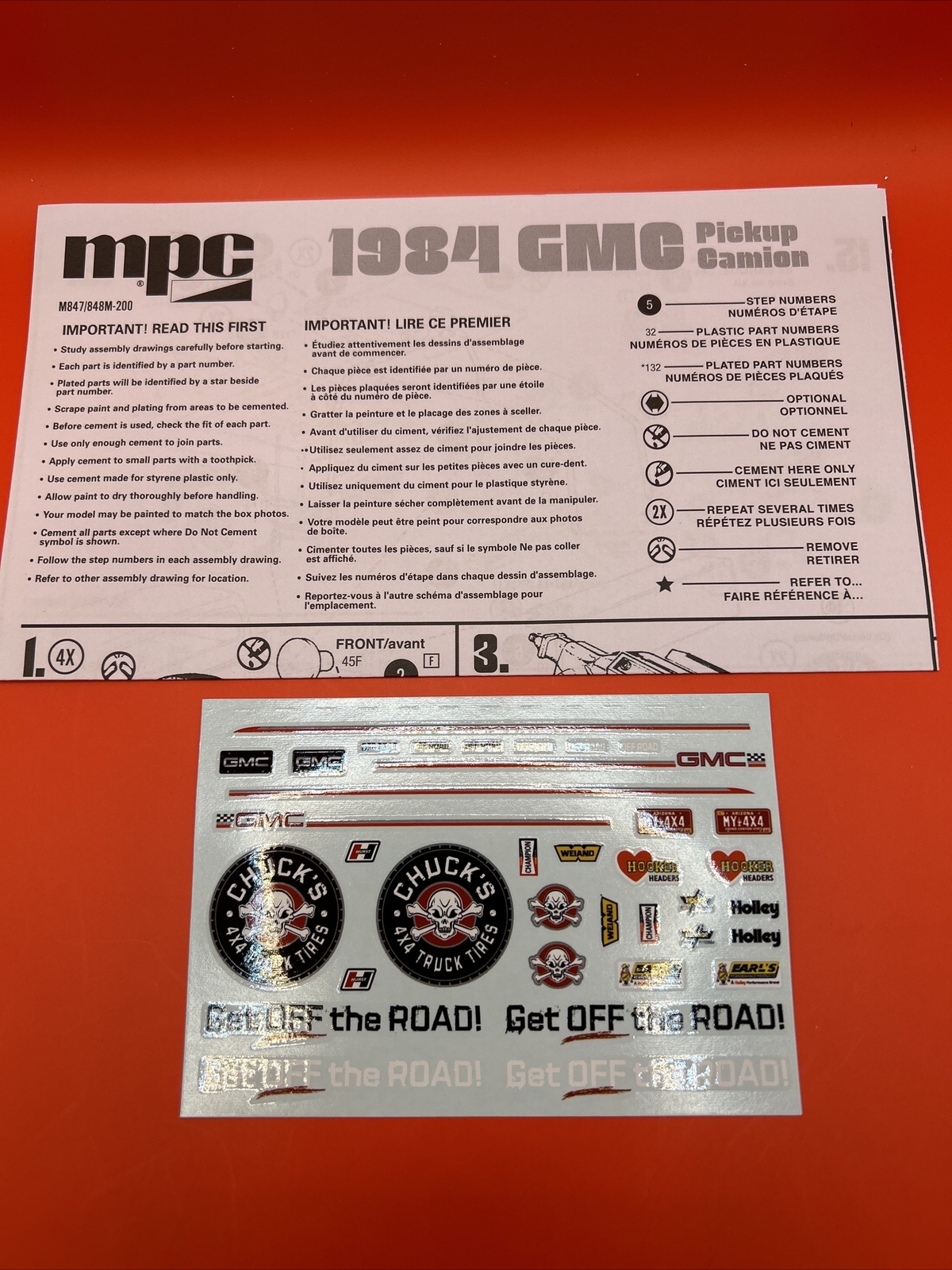 1984 GMC Truck Instructions And Decals Model Parts MPC 1:25 New 8 | eBay