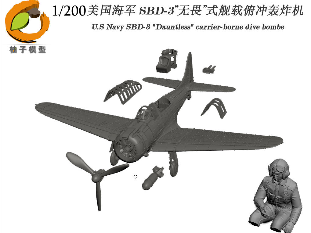 YZM Model YZ-018 1/200 US Navy SBD-3 "Dauntless" carrier-borne dive ...