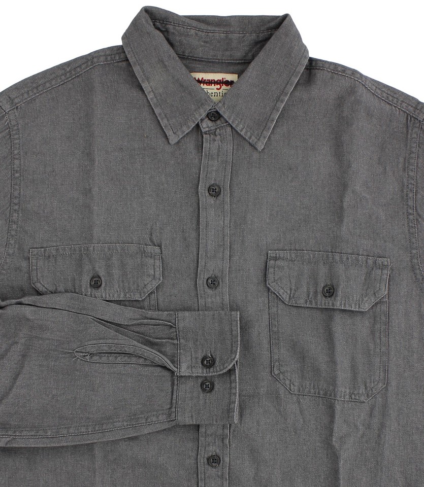 Wrangler Authentics Men's Shirt, Long-Sleeve Button Front Work Shirt ...