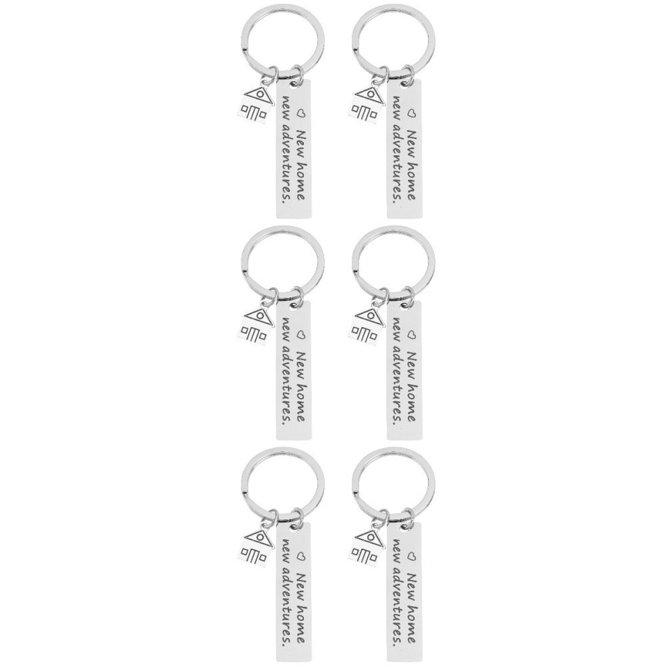 6 Pcs Key Chain Stainless Steel Key Ring Housewarming Gift key ring key ...