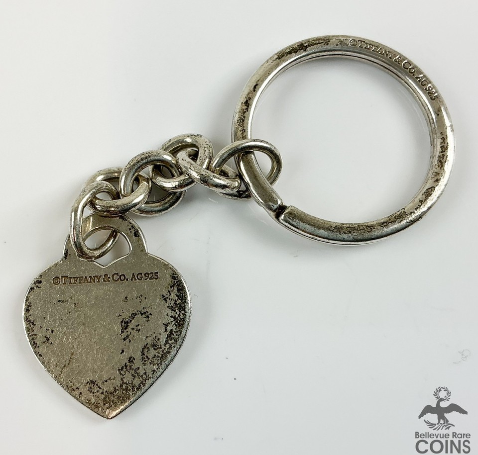Tiffany & Co. Sterling Silver "Please Return To" Heart Charm & Key Ring ...