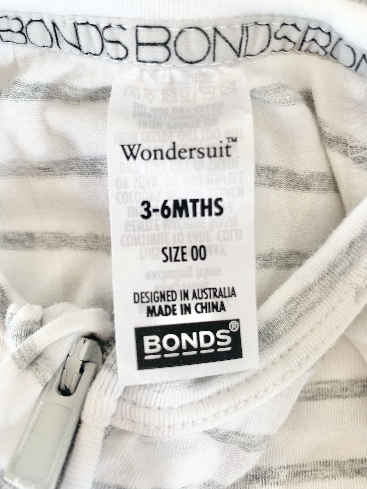 BONDS WONDERSUIT Unisex Baby Newborn White Grey Zip One Piece Romper ...
