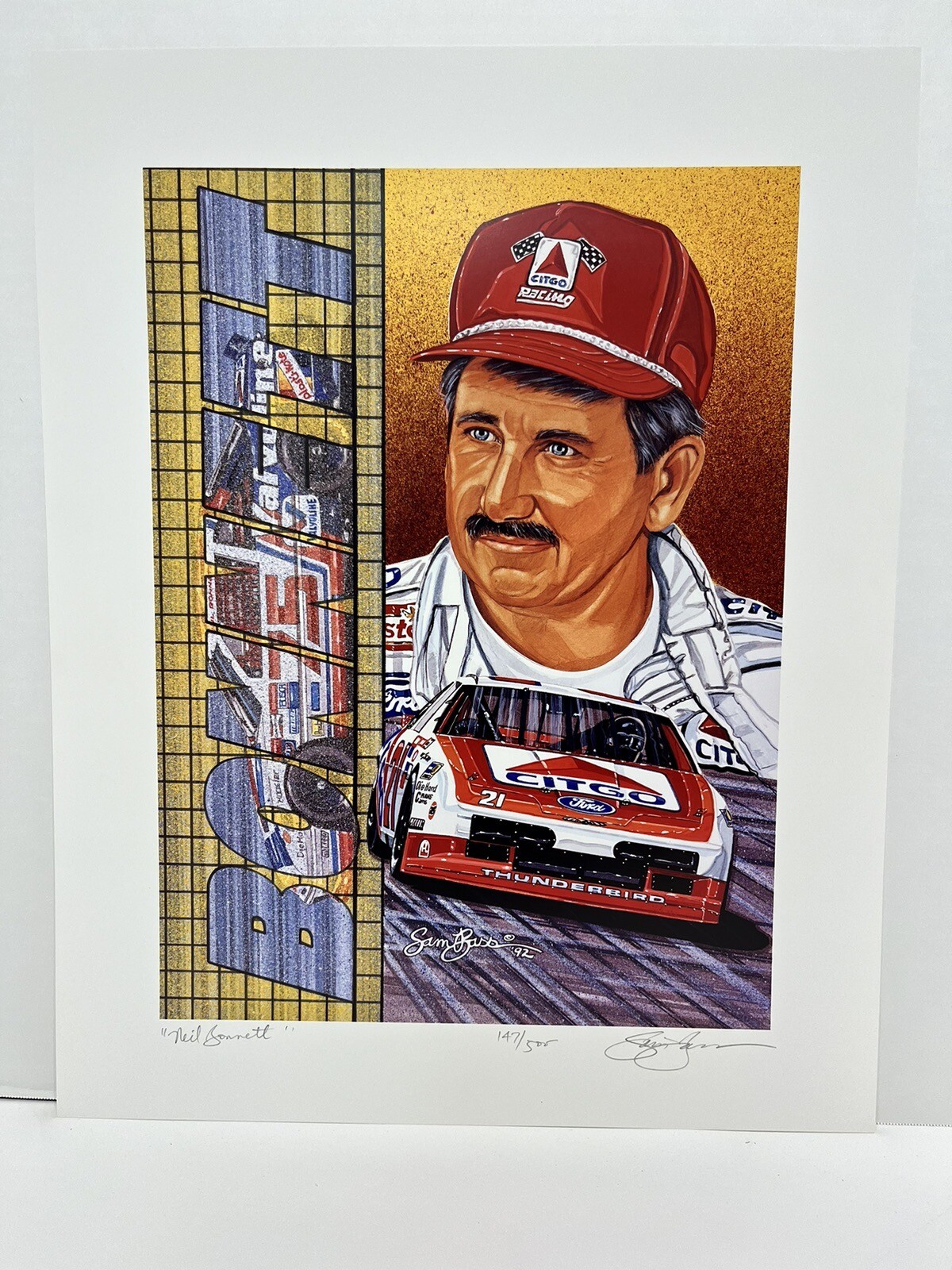 Set Of 10 Nascar Lithographs Sam Bass 1992 Issued Petty Jarrett Elliott ...