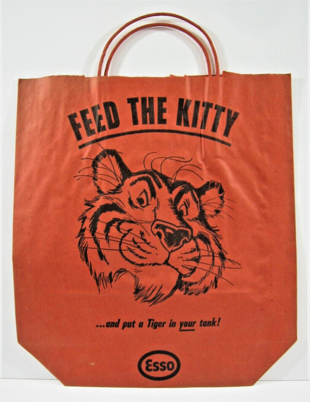 Vintage Esso Oil Co Feed The Kitty Bag W/ Handles Tiger In Tank Old ...